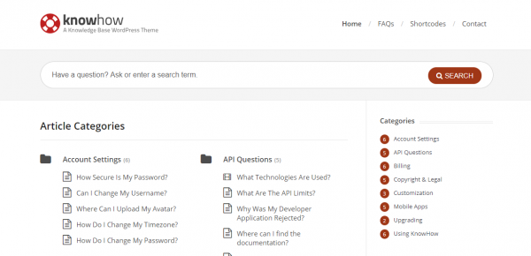 Knowledge Base WordPress Themes promote products or services