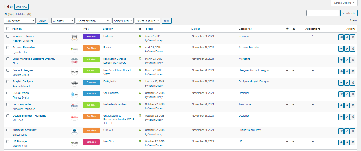 How to Manage the applications from Job dashboard? - Wbcom Designs