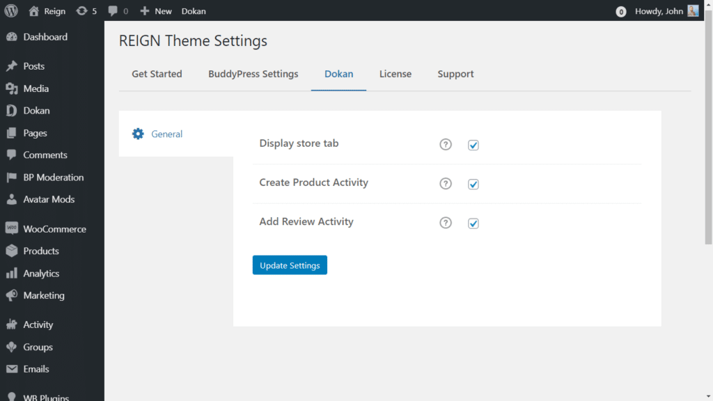 Reign Dokan Addon - Wbcom Designs