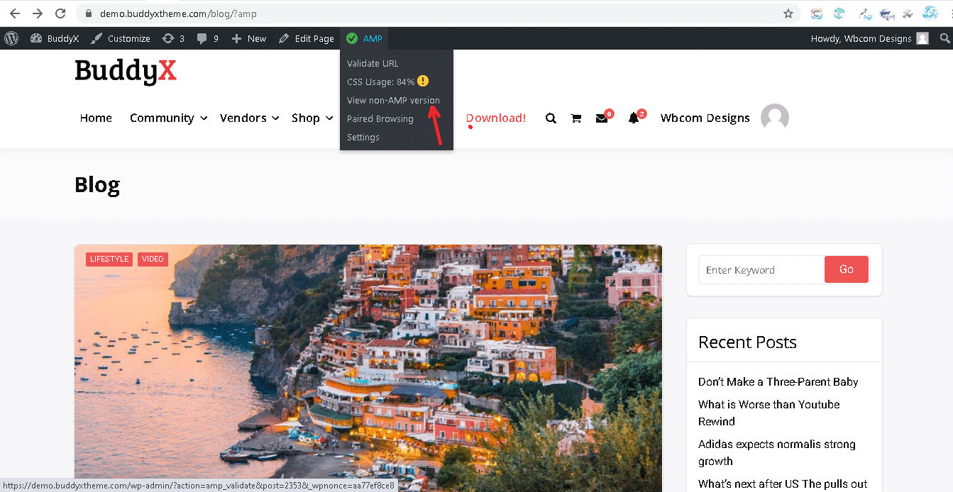 How to Setup Google AMP with WordPress BuddyX Theme - Wbcom Designs