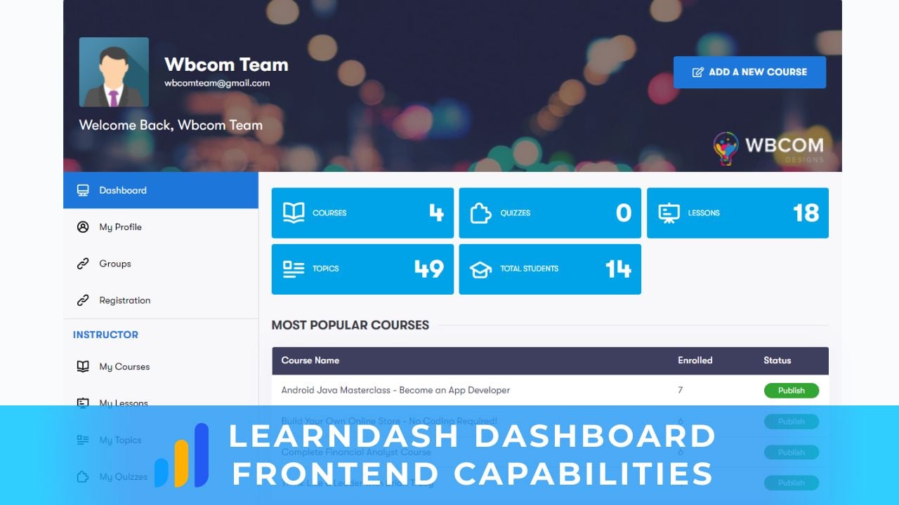 Latest Release LearnDash Frontend Dashboard Capabilities - Feb 2022