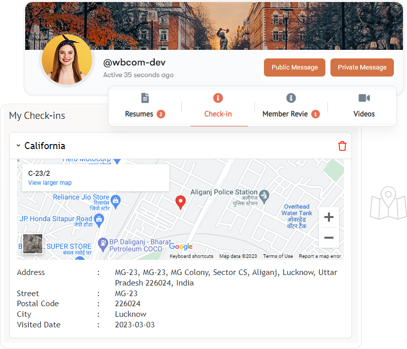 BuddyPress Check-ins for Sharing Places and Locations