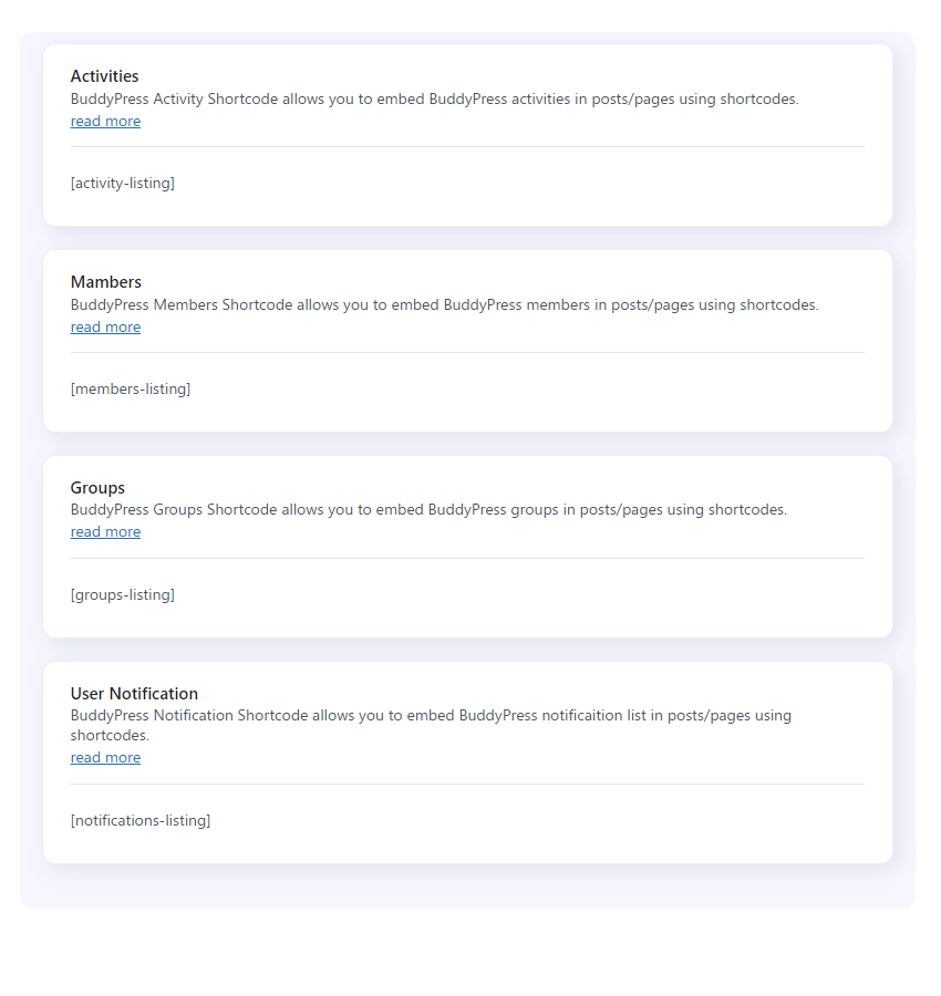 Shortcodes for BuddyPress | BuddyBoss Shortcodes - Wbcom Designs